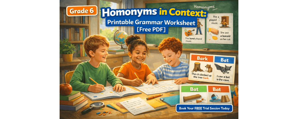 Grade 6 Homonyms in Context: Printable Grammar Worksheet [Free PDF]