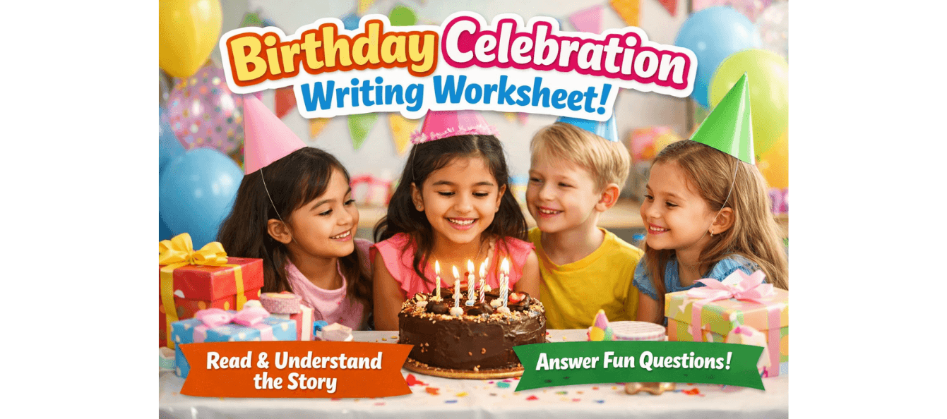 Birthday Celebration Writing Worksheet – Grade 2 English Practice
