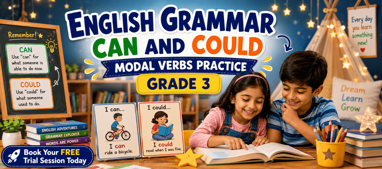 Can and Could Modal Verbs Practice for Class 3 Students