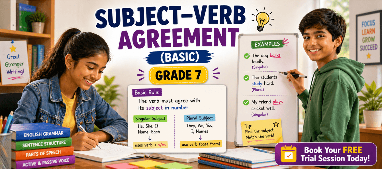 Class 7 Grammar Worksheet: Subject–Verb Agreement
