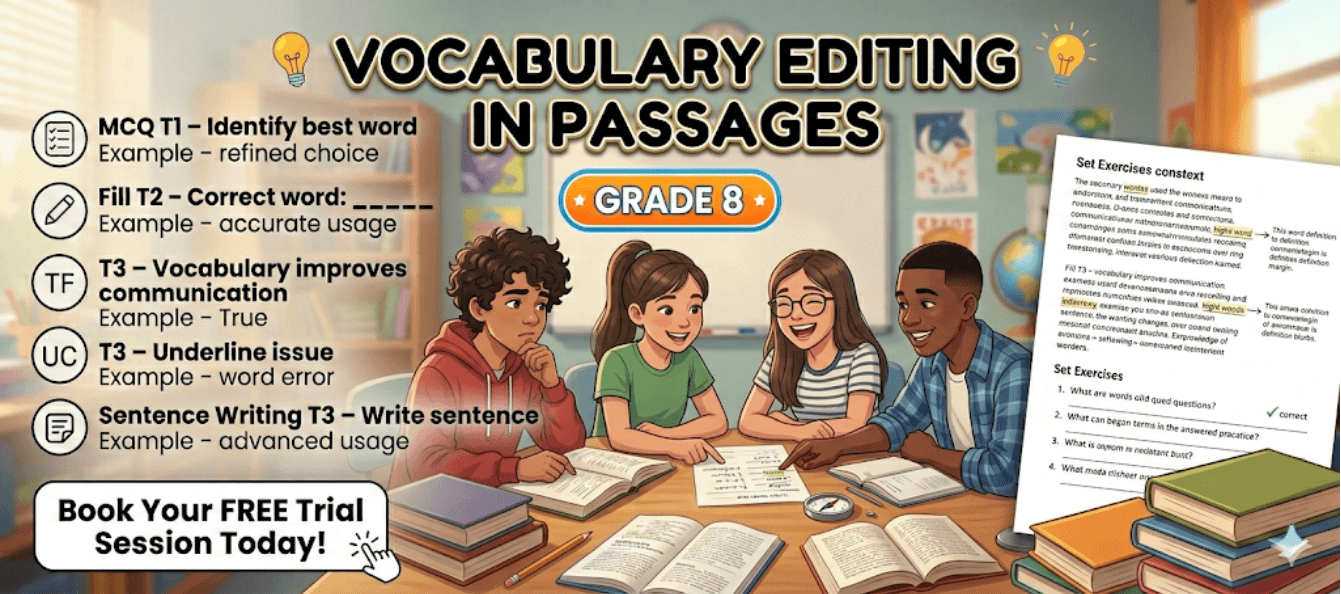 Class 8 Editing Vocabulary Worksheet [Free PDF]