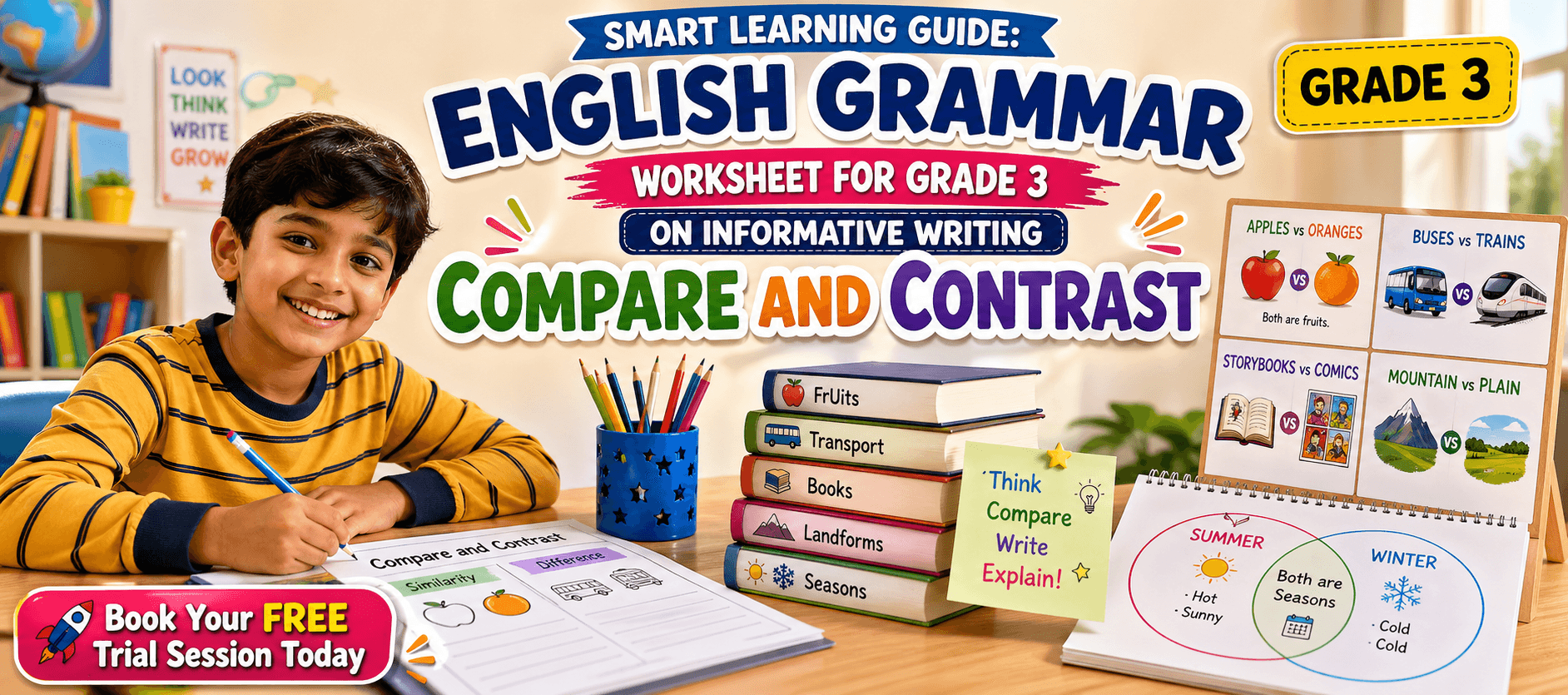 Compare and Contrast Practice Worksheet for Grade 3 [PDF]