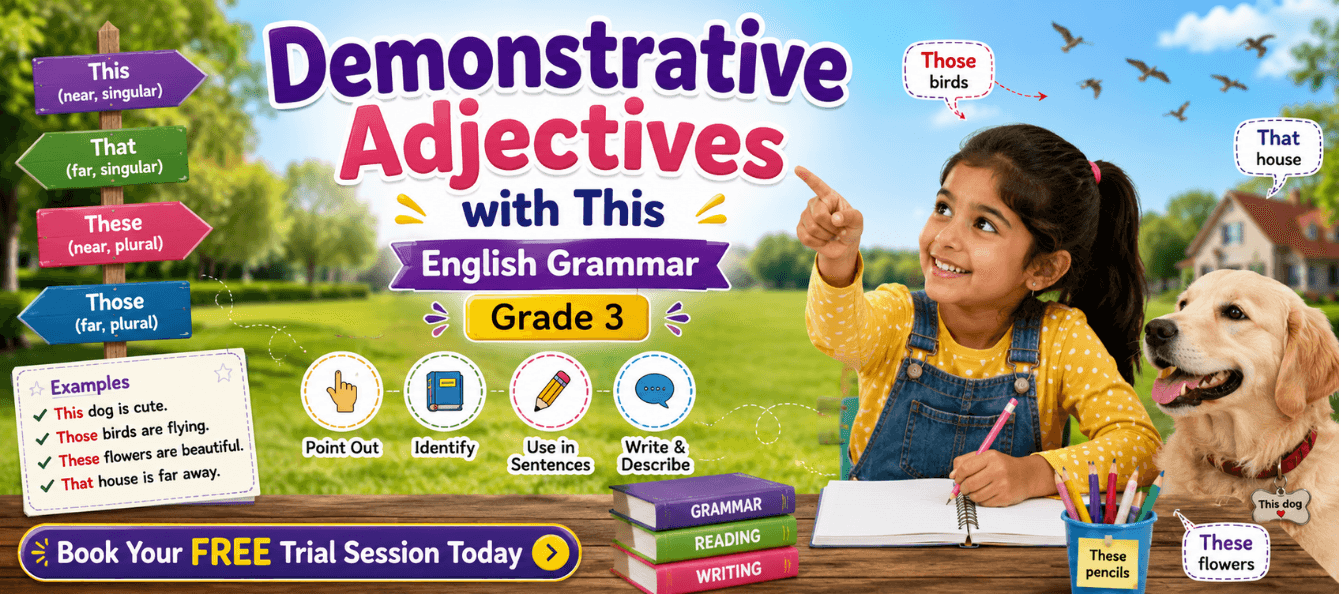 Grade 3 Demonstrative Adjectives Grammar Practice Worksheet PDF