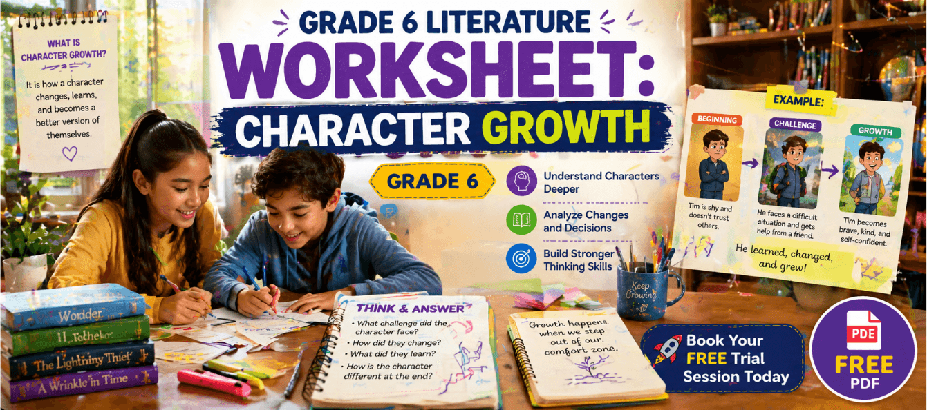 Grade 6 Literature Worksheet: Character Growth [Free PDF]