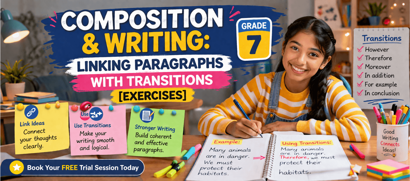 Grade 7 Composition & Writing: Linking Paragraphs with Transitions ...