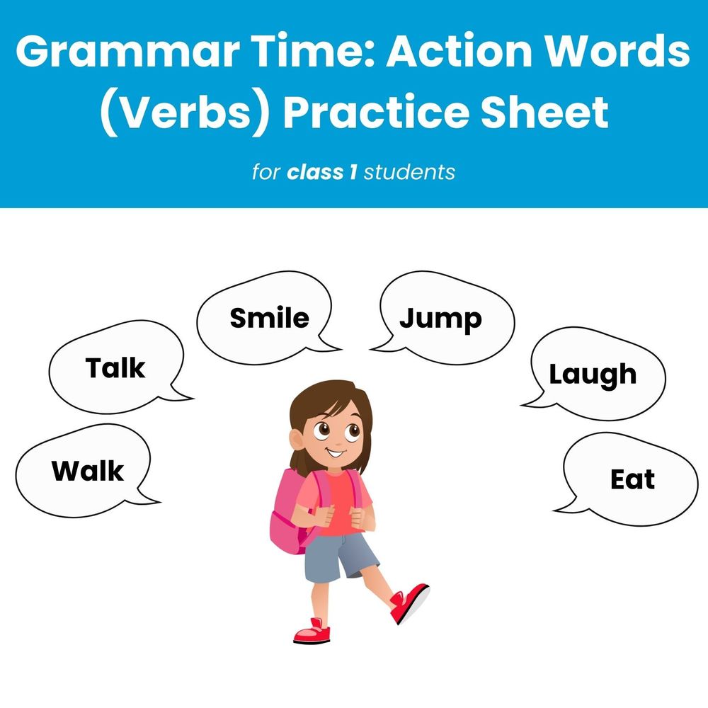 Esl Verbs Worksheets Class 1 English Practice Worksheet On Verbs