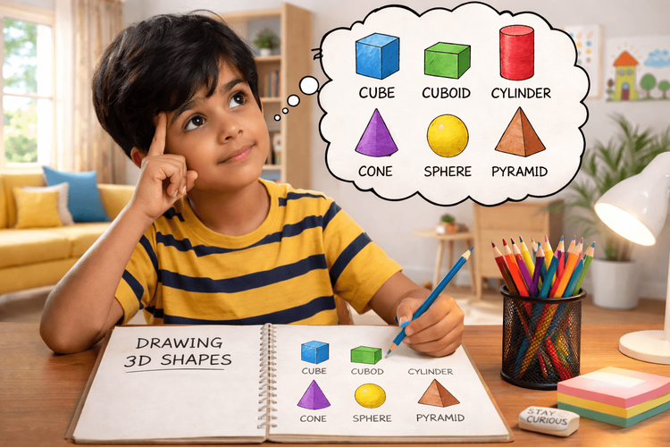 Shapes Drawing- Learn How to Draw Basic 3D Shapes and Colour it
