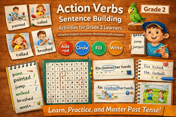 Action Verbs Sentence Building Activities for Grade 2 Learners