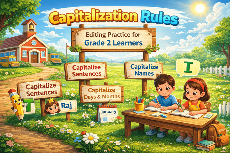 Capitalization Rules Editing Practice for Grade 2 Learners