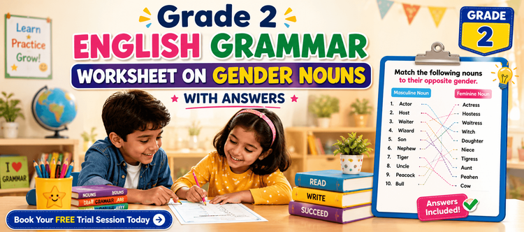 Class 2 Printable Gender Practice Worksheet with Answers