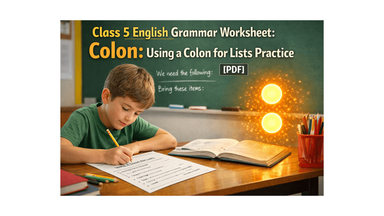Class 5 English Grammar Worksheet: Using a Colon for Lists Practice [PDF]