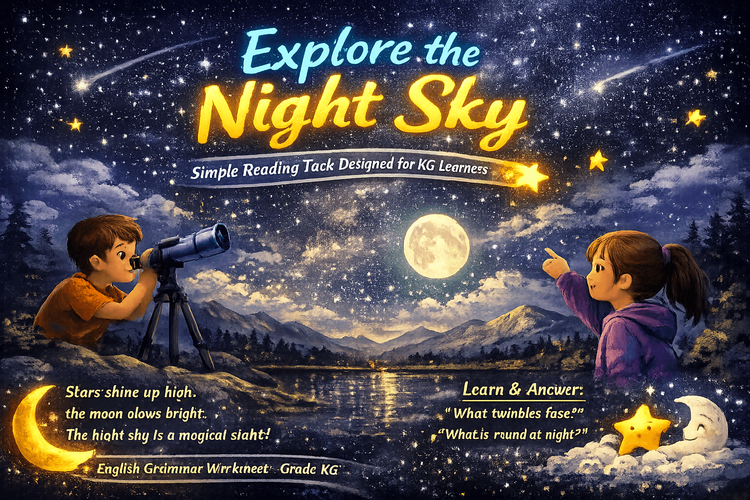 Explore the Night Sky Simple Reading Task Designed for KG Learners