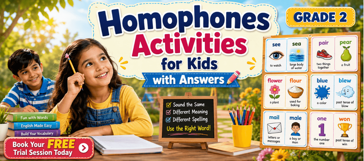 Fun Homophones Activities for Kids in Grade 2 with Answers