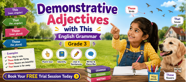 Grade 3 Demonstrative Adjectives Grammar Practice Worksheet PDF
