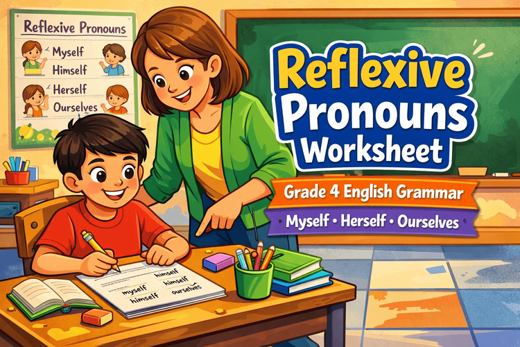 Grade 4 English Practice Worksheet on Reflexive Pronouns [PDF]