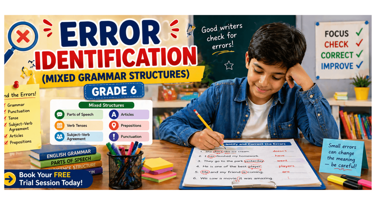 Grade 6 Grammar Exercises for Error Identification [Printable]