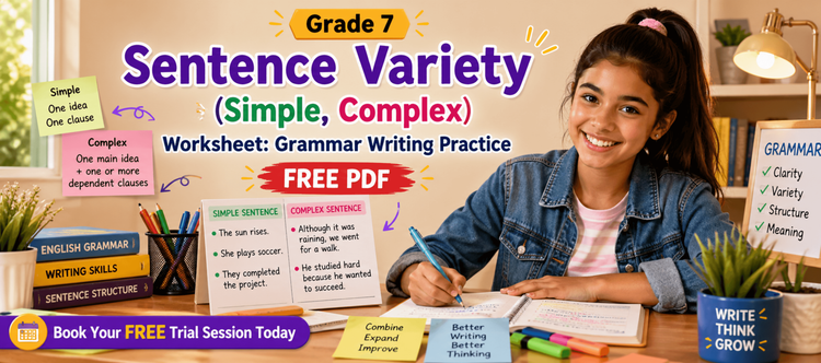 Grade 7 Sentence Variety (Simple, Complex) Worksheet: Grammar Writing ...