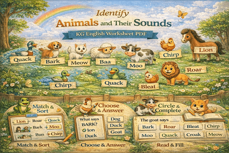 KG English Activity: Match Animals with Their Sounds PDF