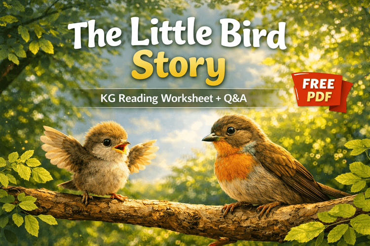 KG English Reading Comprehension Worksheet – Little Bird Story [Free PDF]