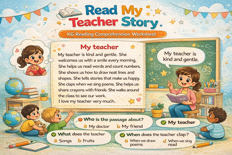 My Teacher Story KG Comprehension Sheet