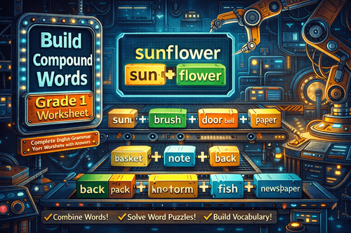 Build Compound Words: Fun Grade 1 Printable Worksheet