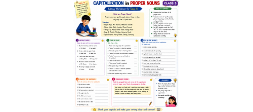 Capitalize Proper Nouns: Class 5 Grammar Editing Worksheet (PDF)