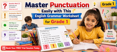 English Punctuation Practice Worksheet for Grade 1