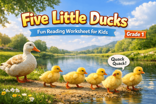 Five Little Ducks Poem Worksheet for Grade 1 Kids [PDF]