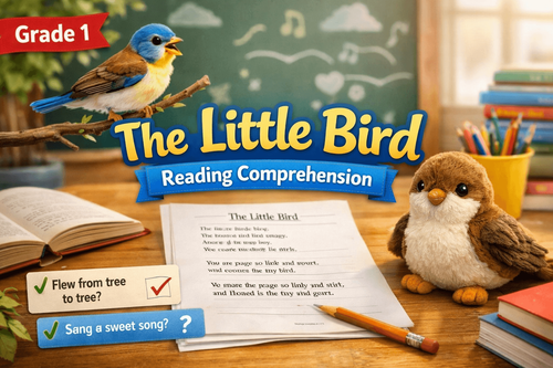 The Little Bird Poem Practice Worksheet for Class 1 Students